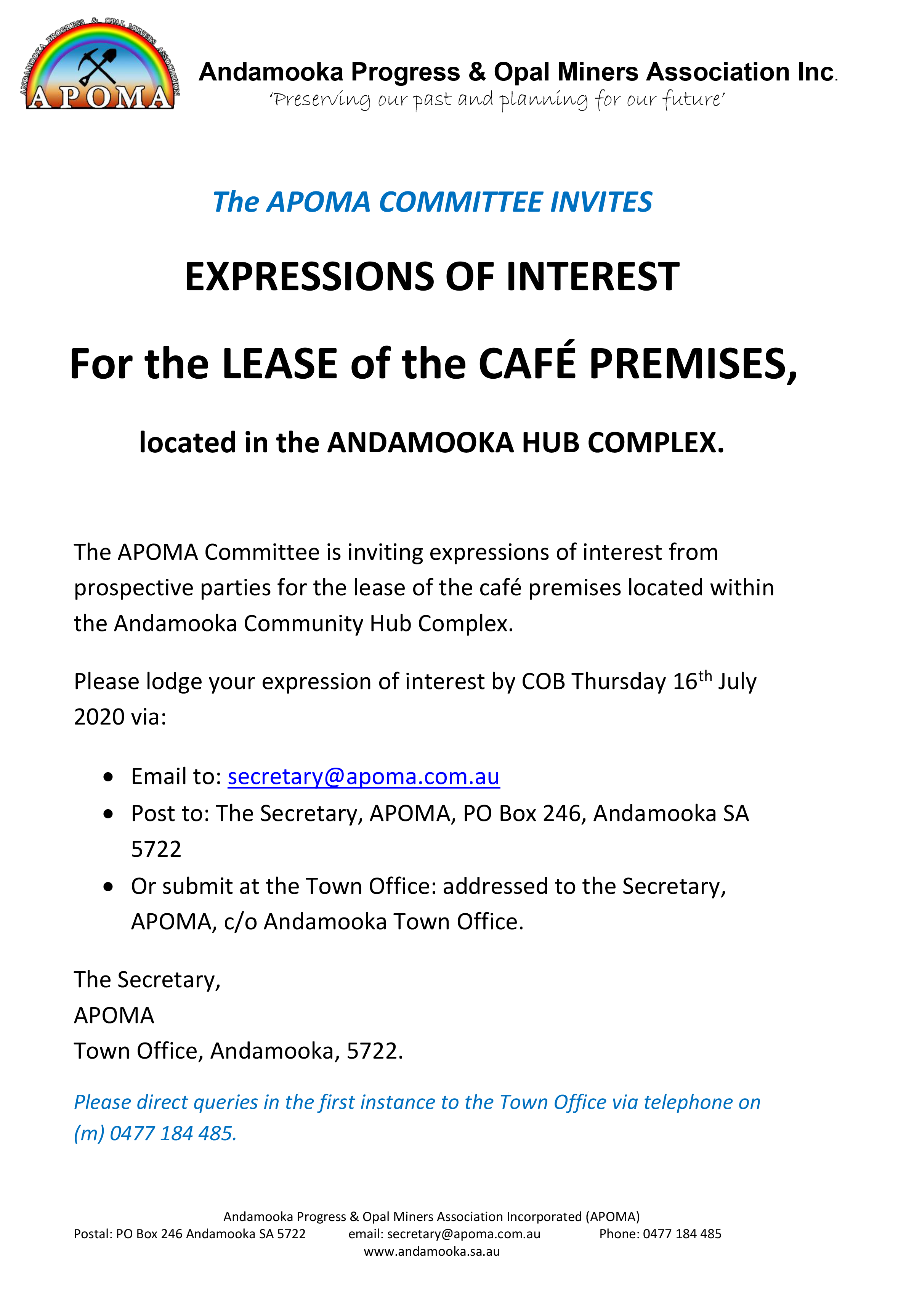 Community Noticeboard - Andamooka